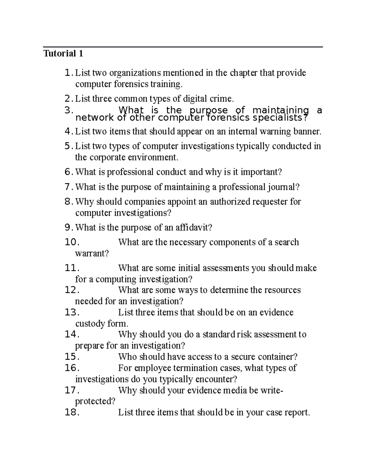 212864 Tutorial 1 - tut question - Tutorial 1 1. List two organizations ...