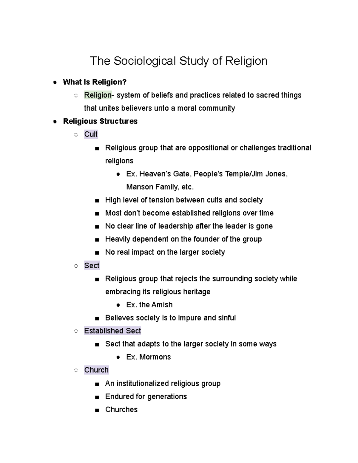 The Sociological Study of Religion - Heaven’s Gate, People’s Temple/Jim ...