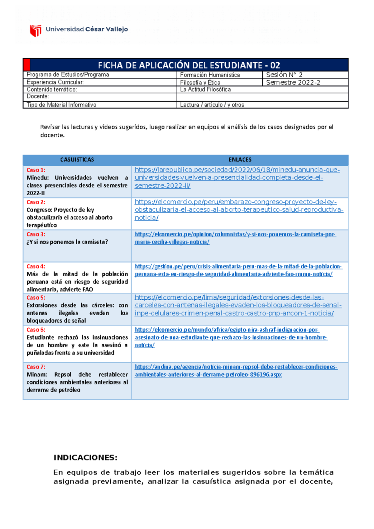 Ficha DE Aplicación 02 ok - FICHA DE APLICACIÓN DEL ESTUDIANTE - 02 Programa de Estudios ...