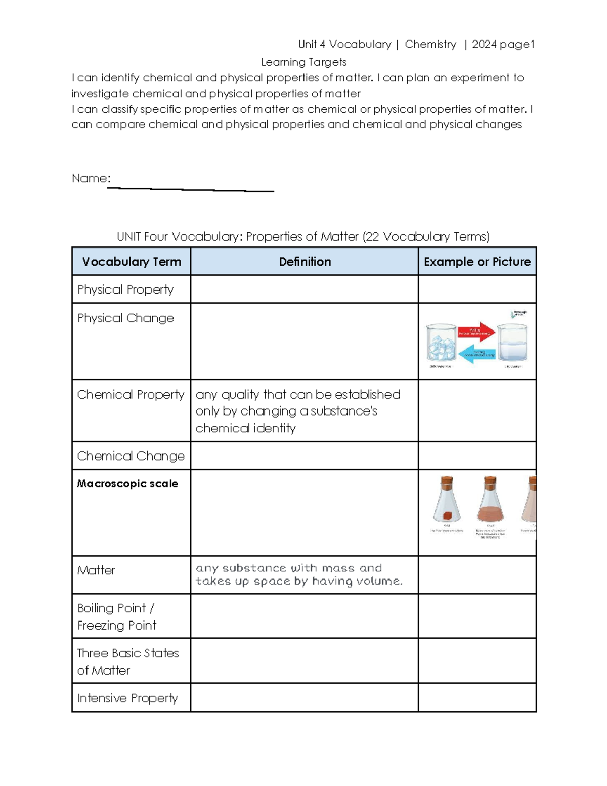 Sheryl Villeda Abarca - Properties of Matter Vocabulary - Unit 4 ...