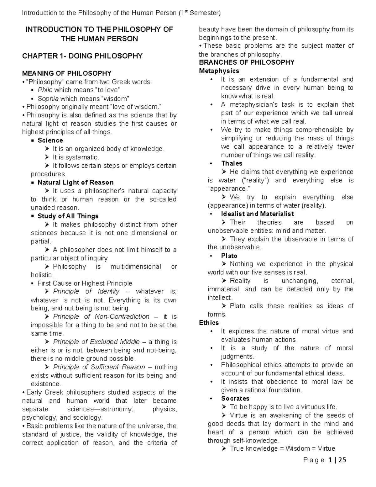 Philosophy complete chapter - INTRODUCTION TO THE PHILOSOPHY OF THE ...