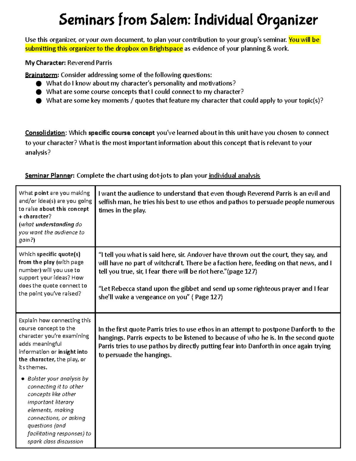 Copy of Crucible Seminar Organizer (3U) - Seminars from Salem ...