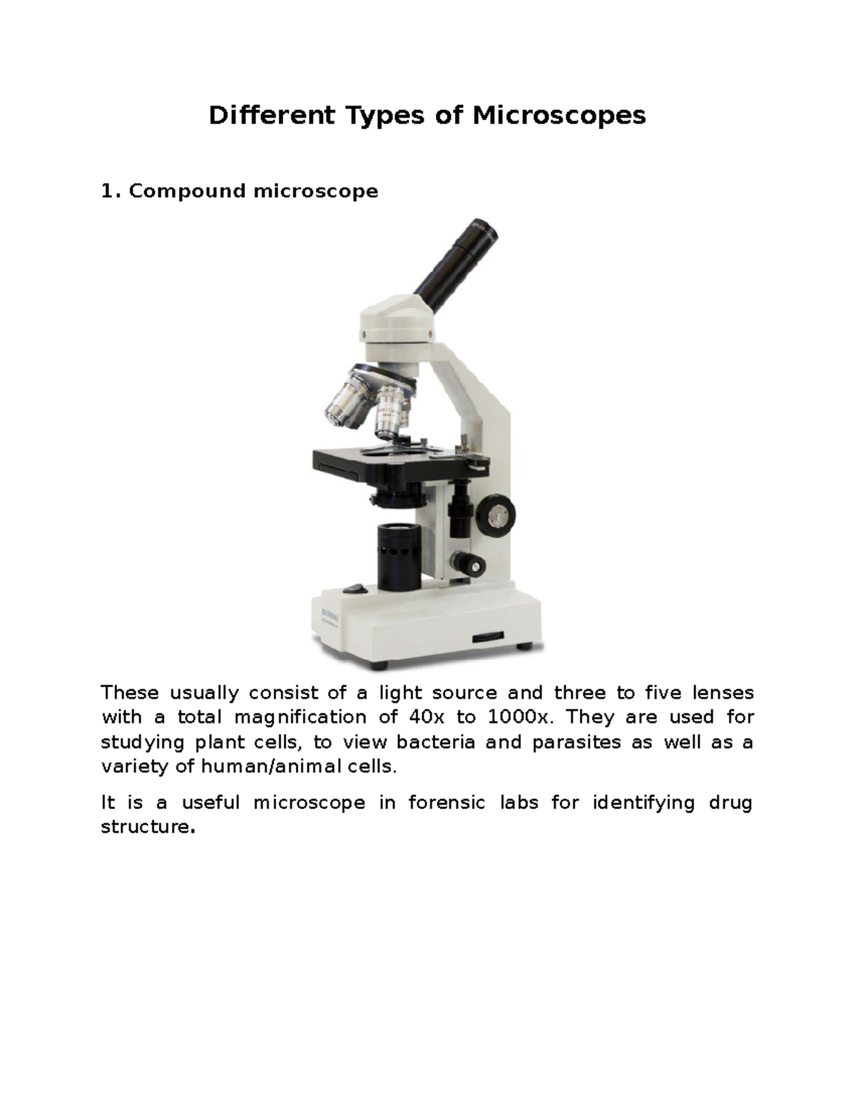 Parts and Functions of a Microscope - Different Types of Microscopes ...