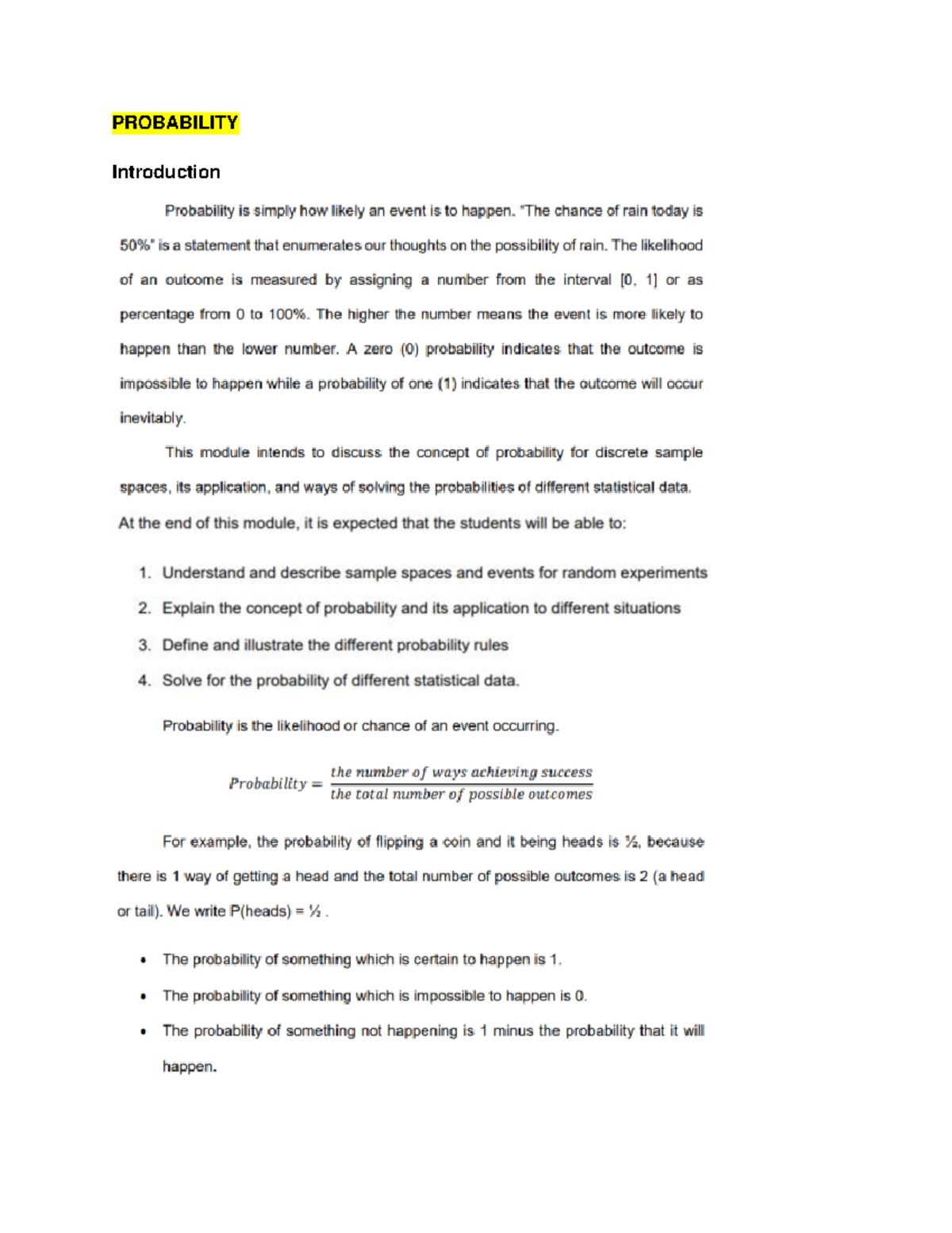 Probability - lecture notes - Financial Accounting and Reporting ...
