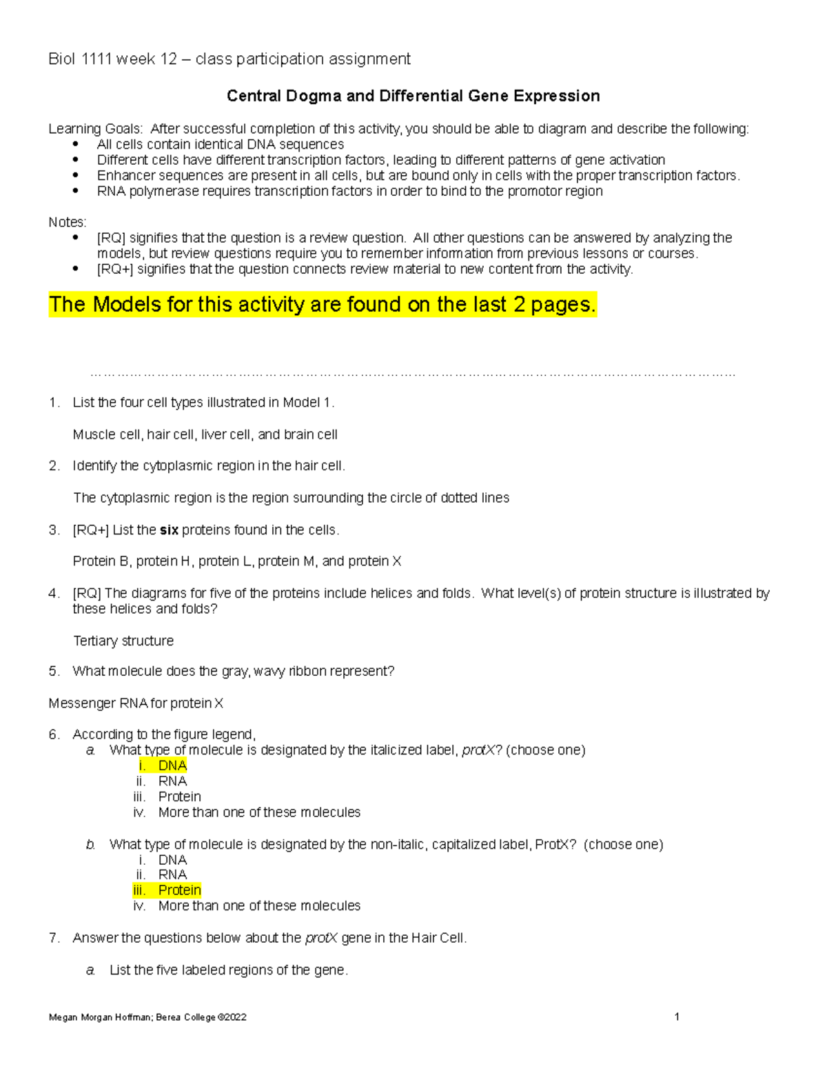 Differential Gene Expression worksheet - Biol 1111 week 12 – class ...