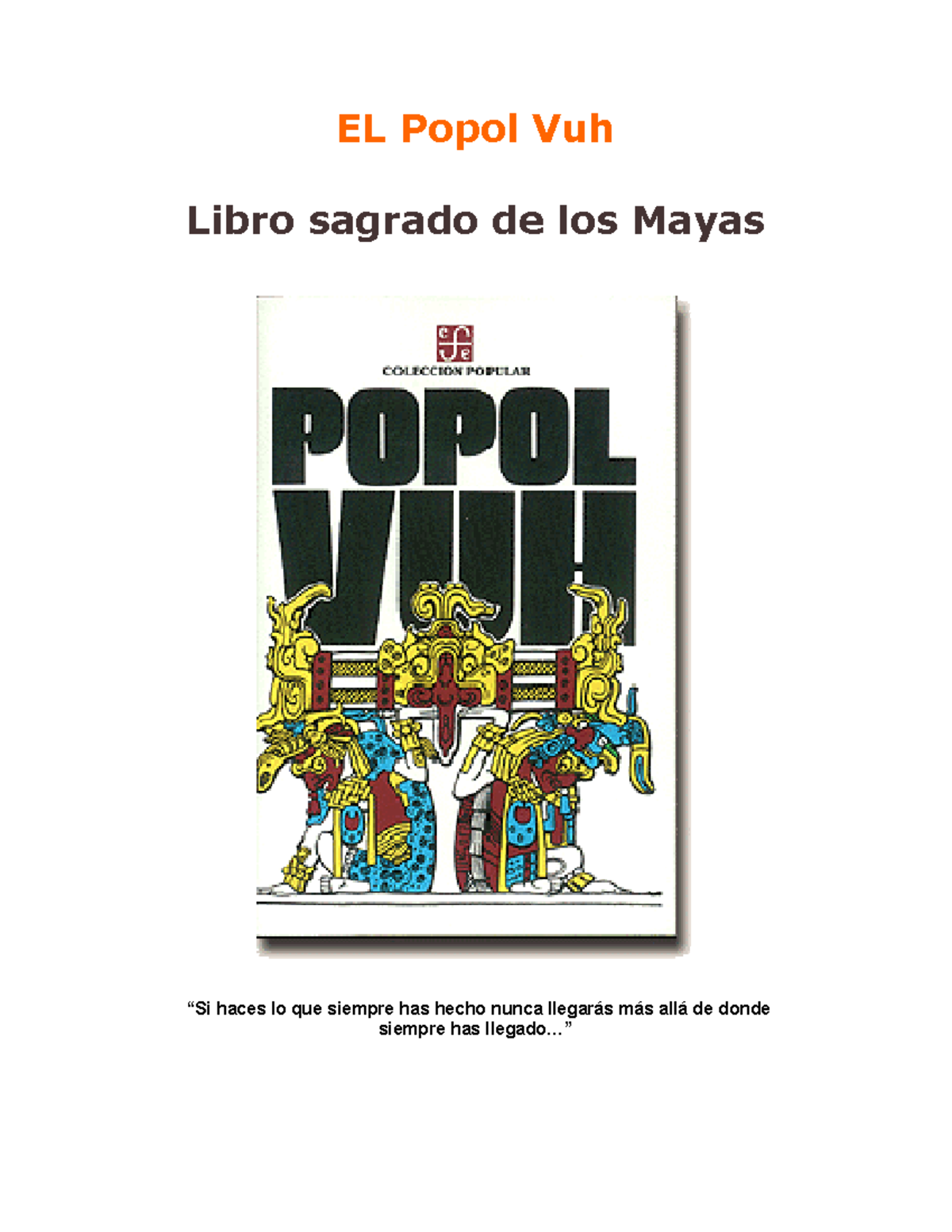 Popolvuh - Libro - - Studocu