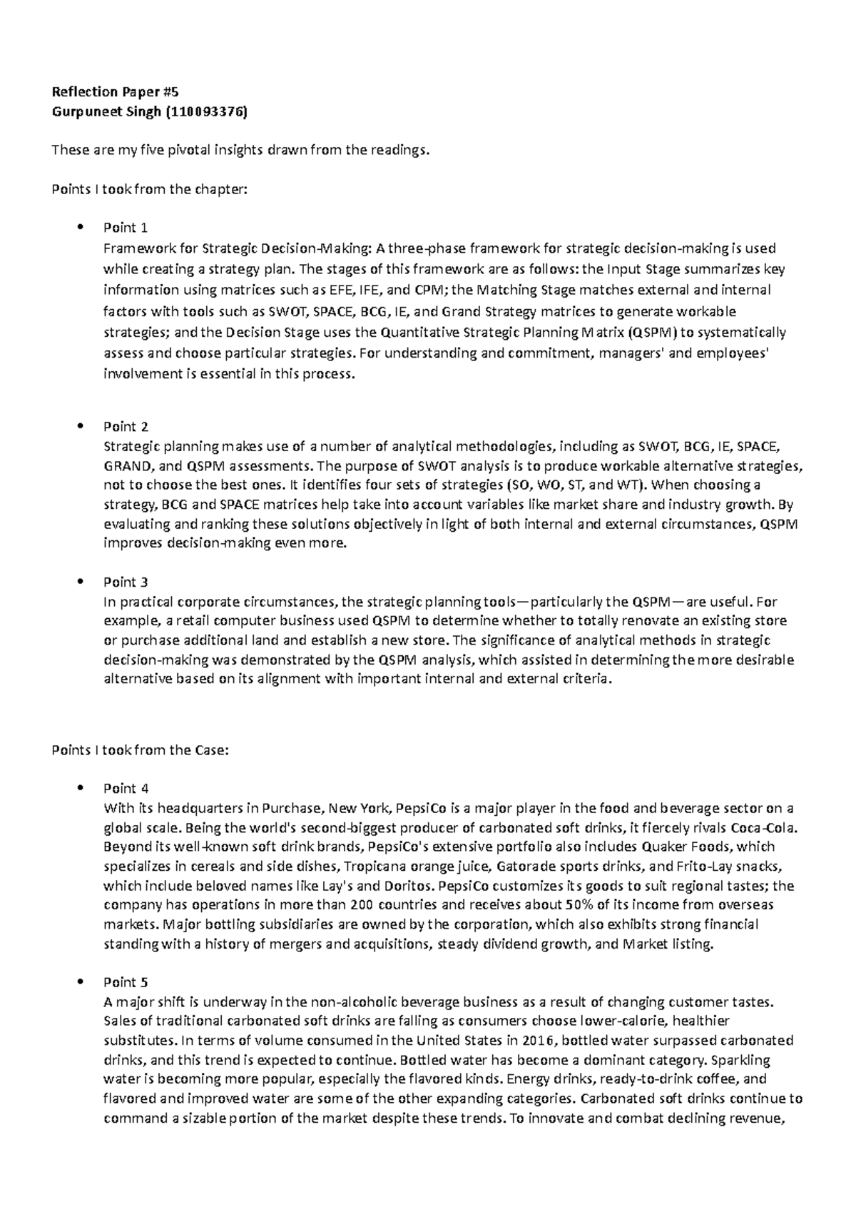 Reflection paper 5 - Reflection Paper # Gurpuneet Singh (110093376 ...