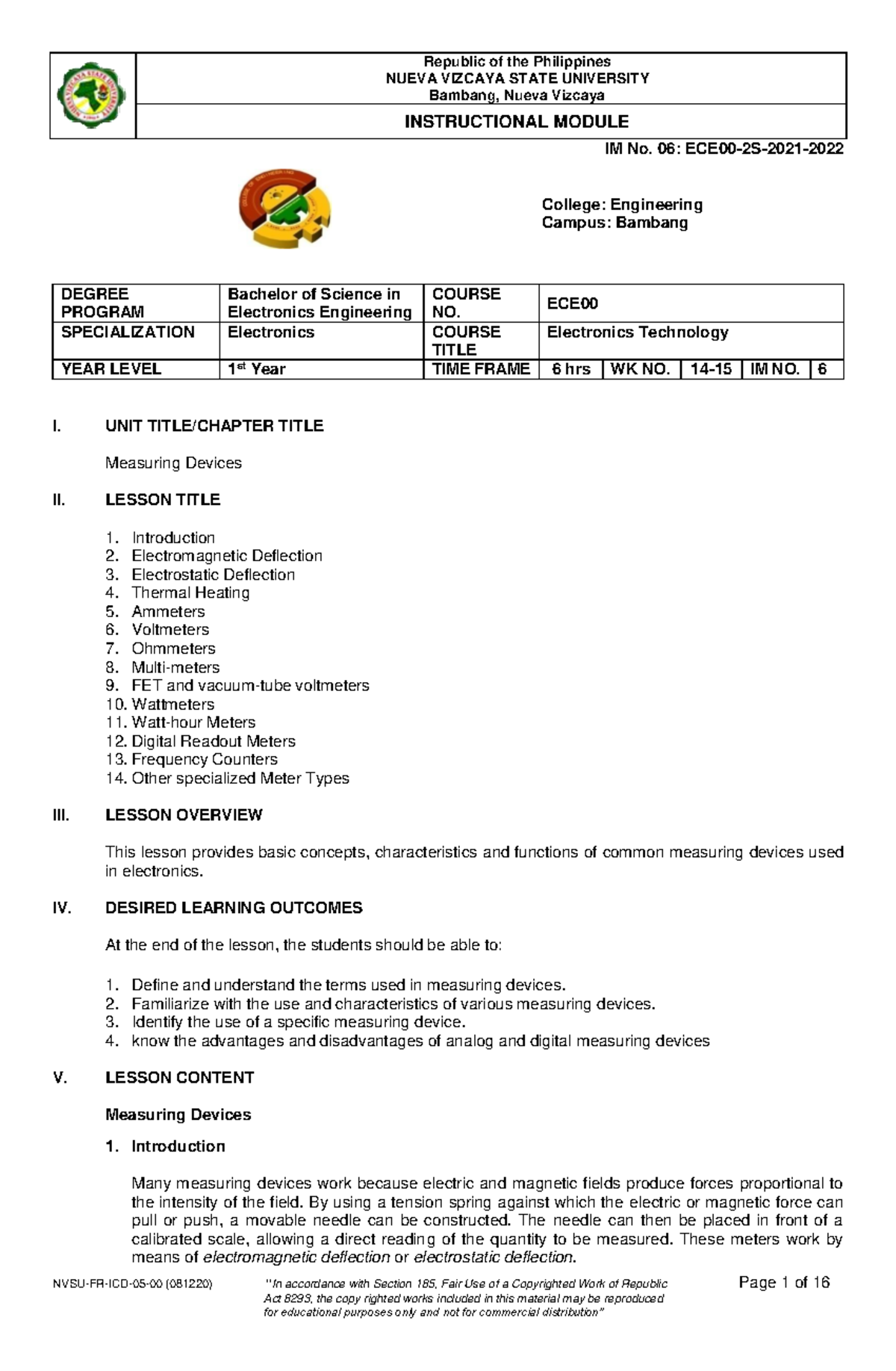 IM06-Electronics Technology Wks 14-15 - NUEVA VIZCAYA STATE UNIVERSITY ...