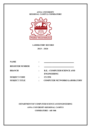 V CSE CS3591 CN Lab Manual - DEPARTMENT OF COMPUTER SCIENCE AND ...