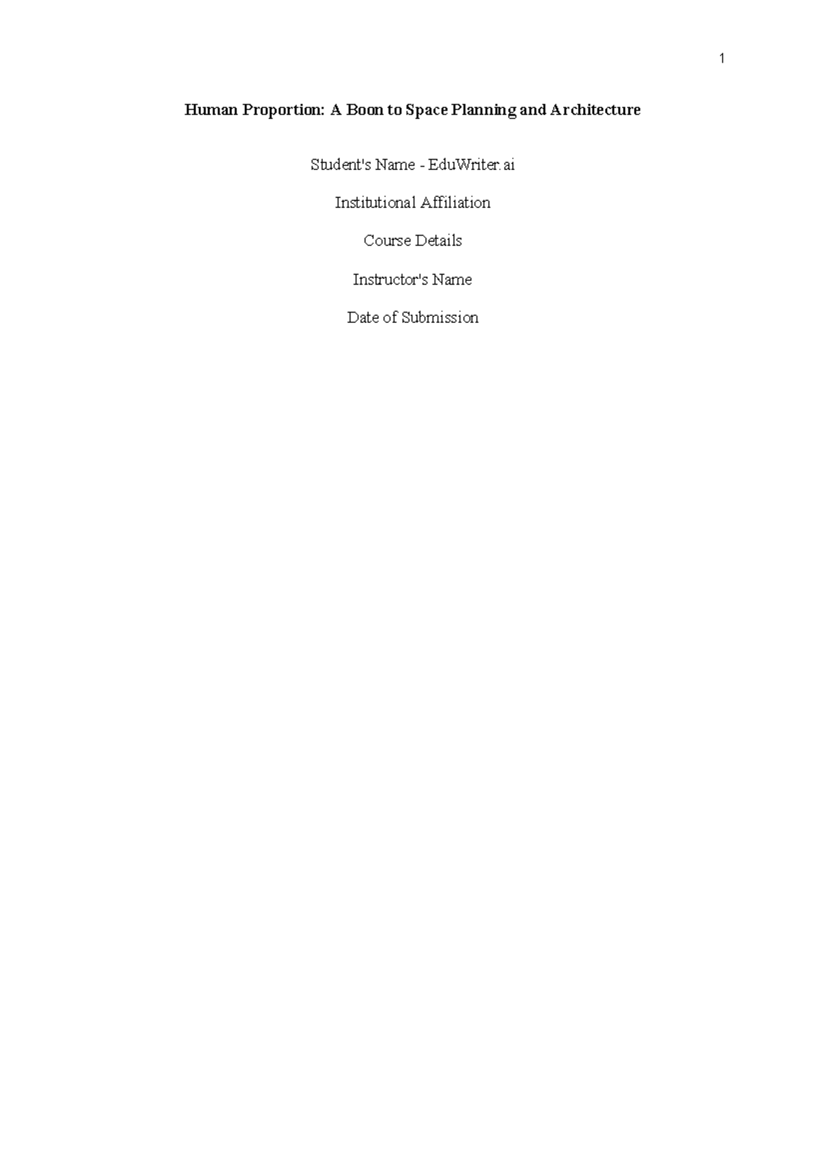 Human proportion and it's benefits - 1 Human Proportion: A Boon to ...