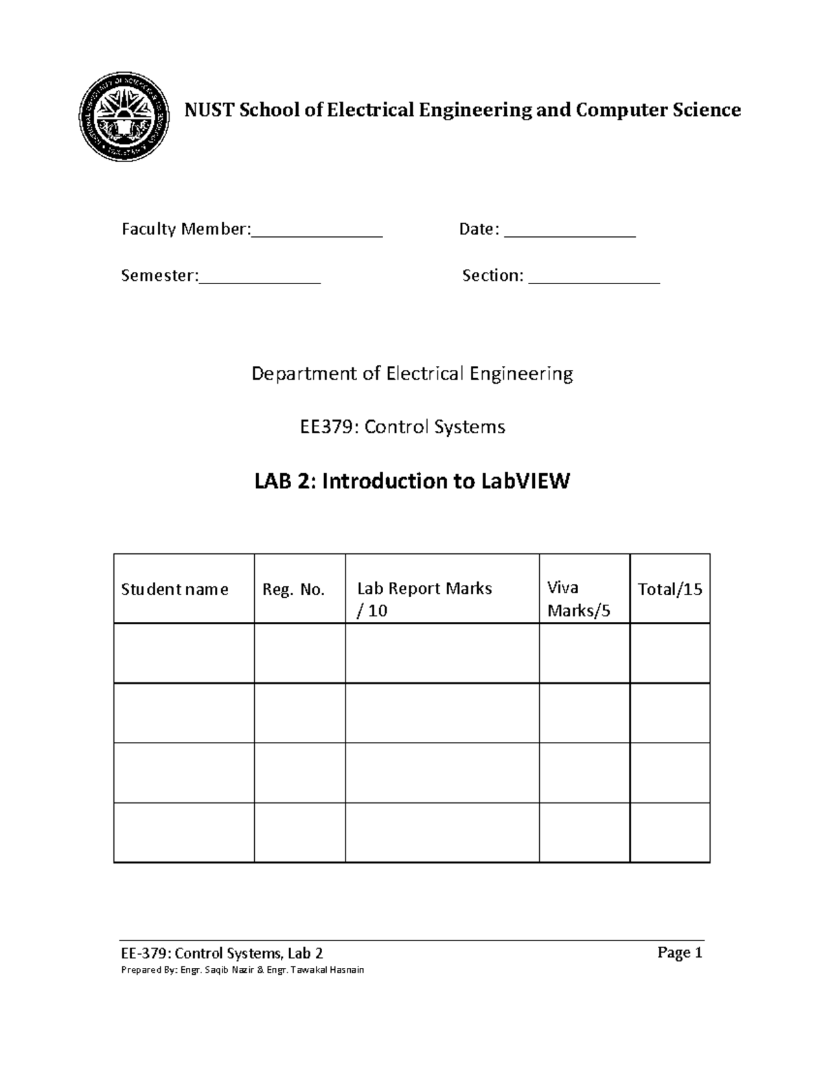 Control Systems Lab 02 - Page 1 Department of Electrical Engineering EE379: Control Systems LAB ...