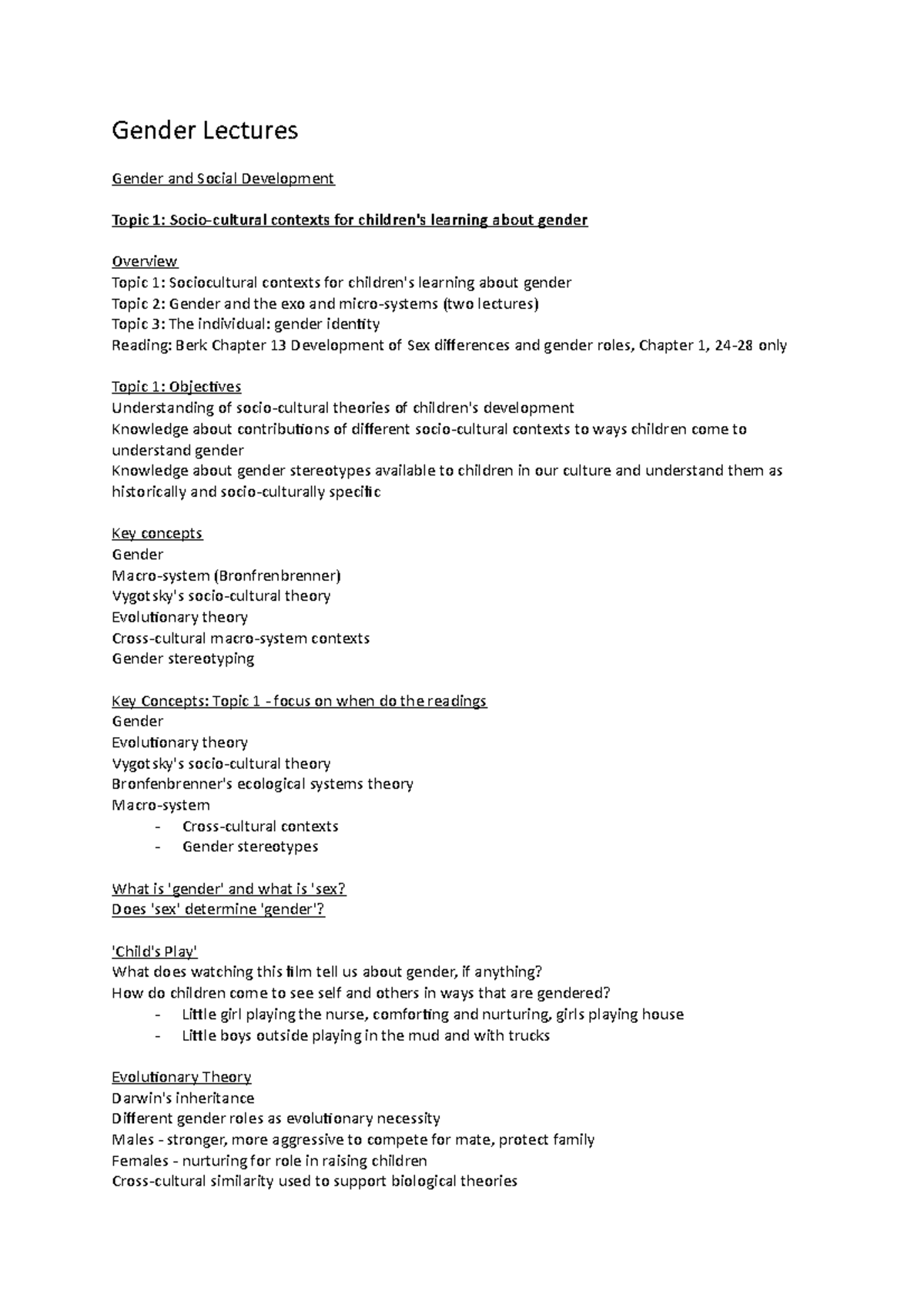 2. Gender - Topic summary - Gender Lectures Gender and Social ...