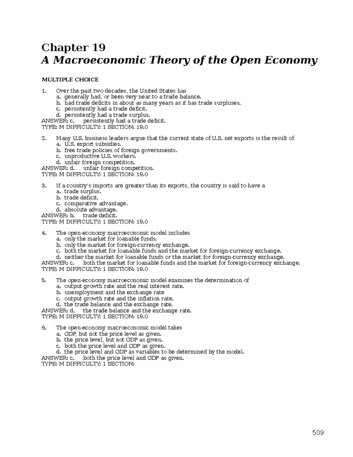Chapter 19 - Chapter 19 A Macroeconomic Theory of the Open Economy ...