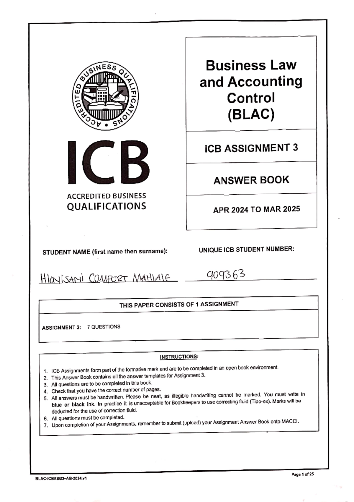 Assignment 3 business law and accounting control 909363 - FIN310 - Studocu