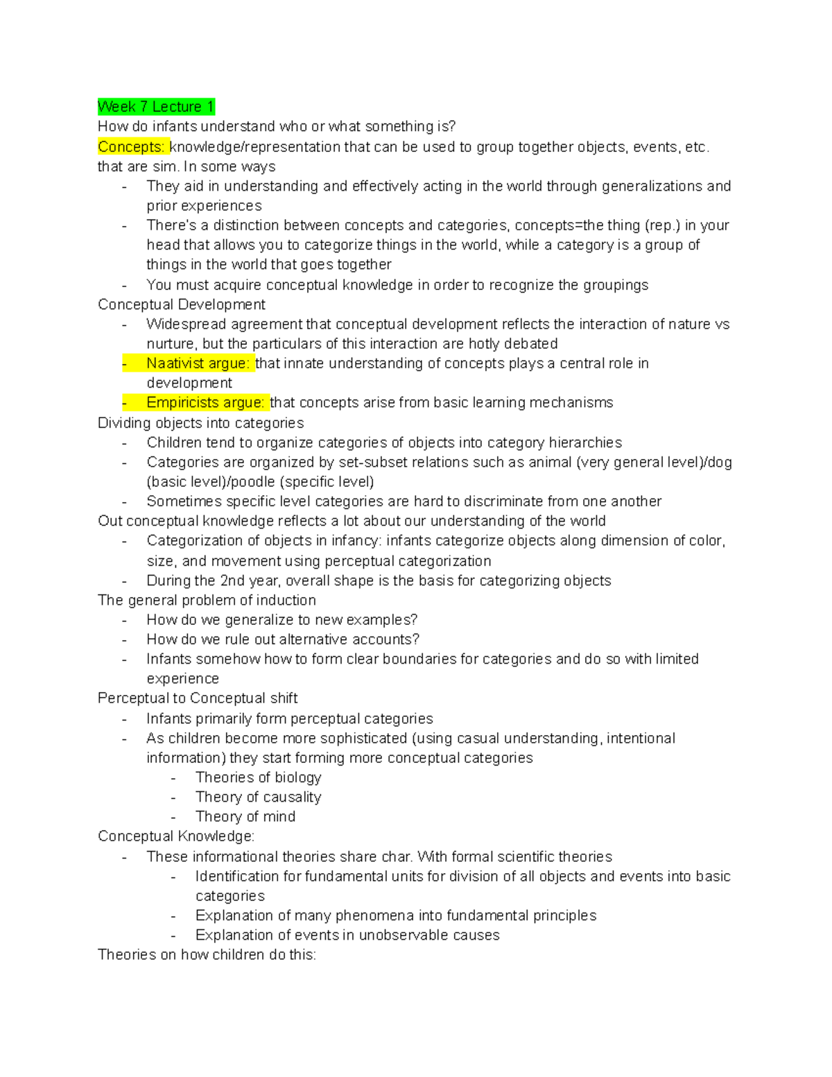 Developmental psych week 7 - Week 7 Lecture 1 How do infants understand ...