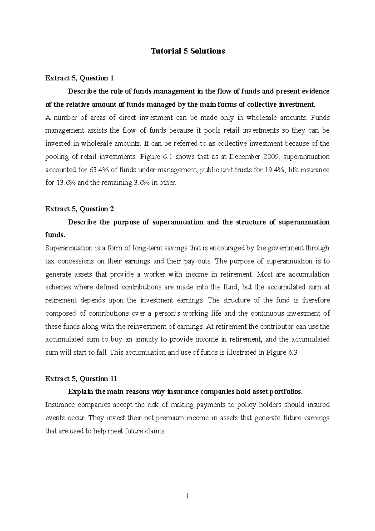 Tutorial work, extract 5 - solutions - Tutorial 5 Solutions Extract 5 ...