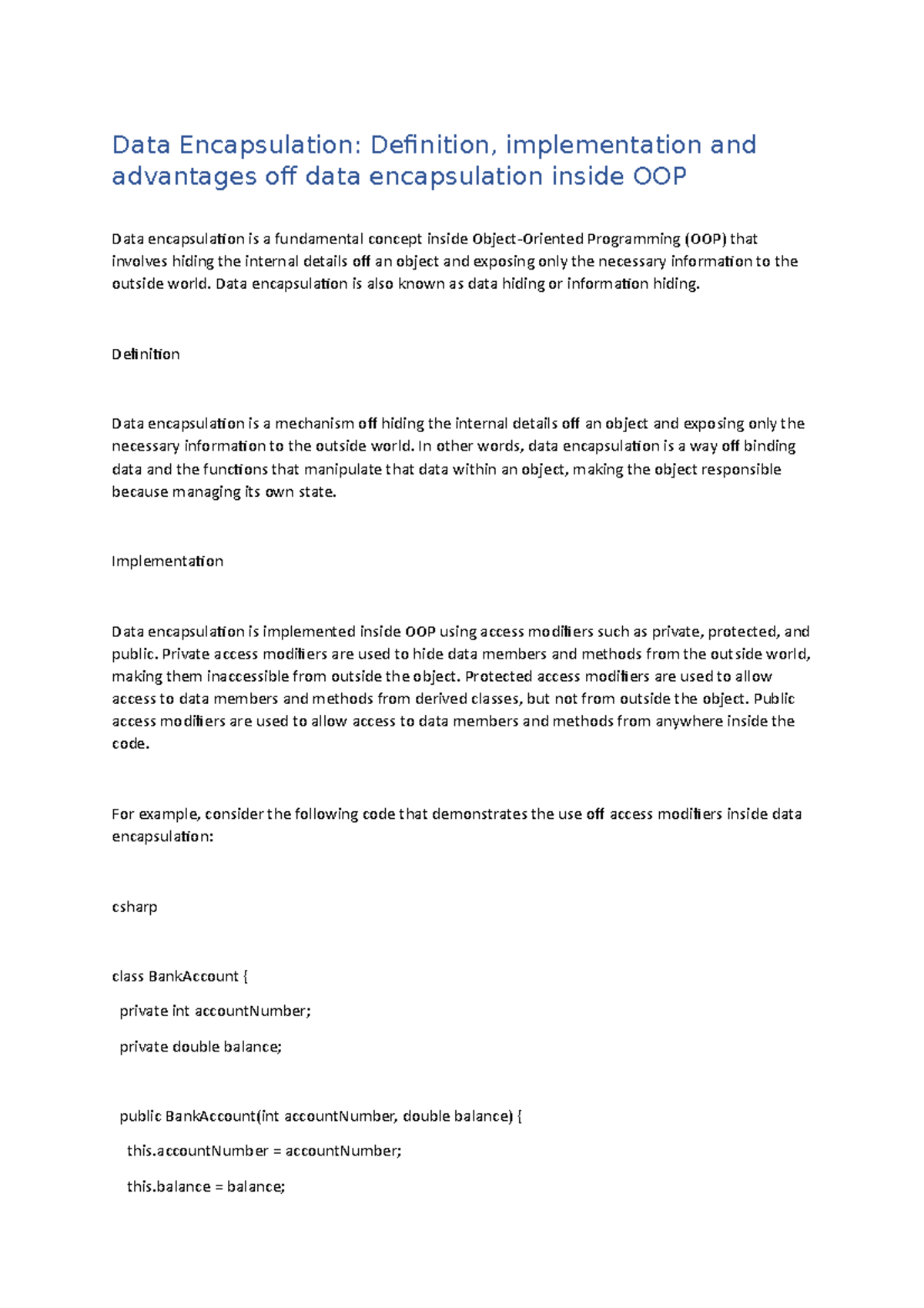 Chapter 5 Oop Data Encapsulation Data Encapsulation Definition Implementation