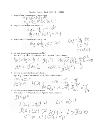 Midterm 2 review material guide - Math 140 Midterm Exam 2 Review ...