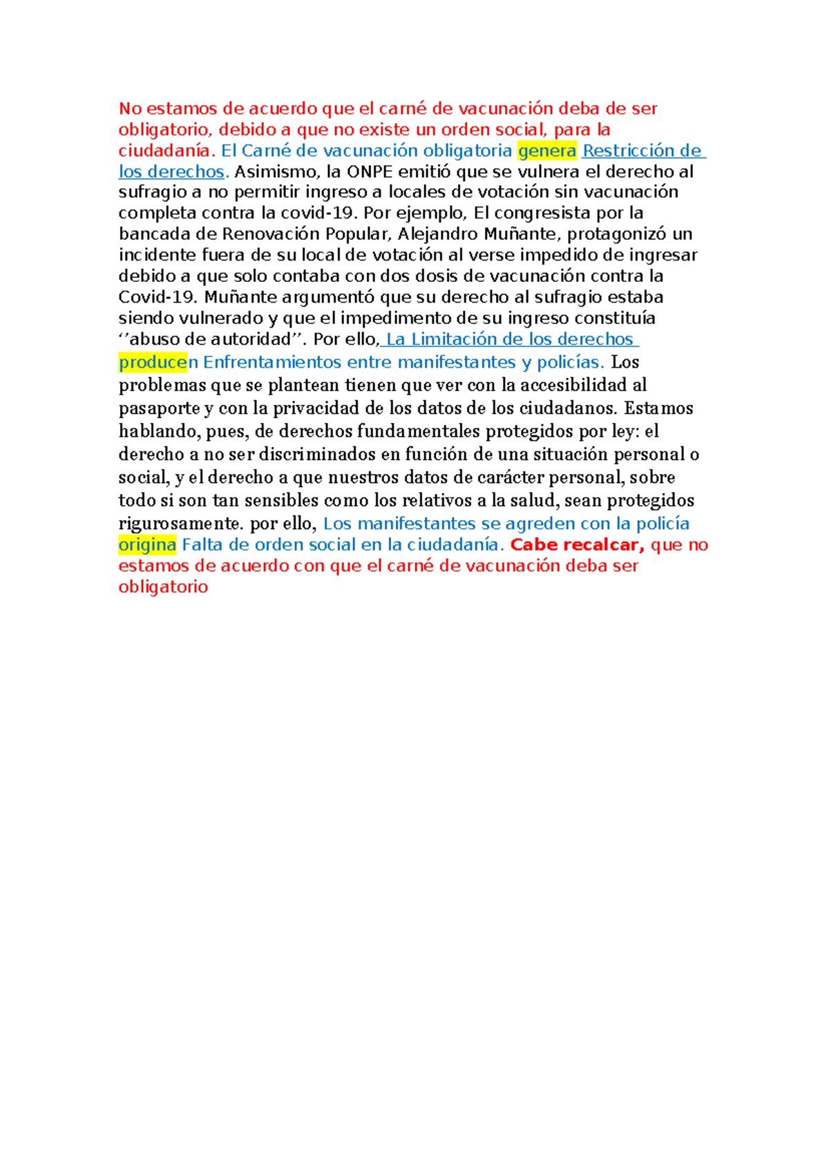 Causalidad - jhgfds - No estamos de acuerdo que el carné de vacunación ...
