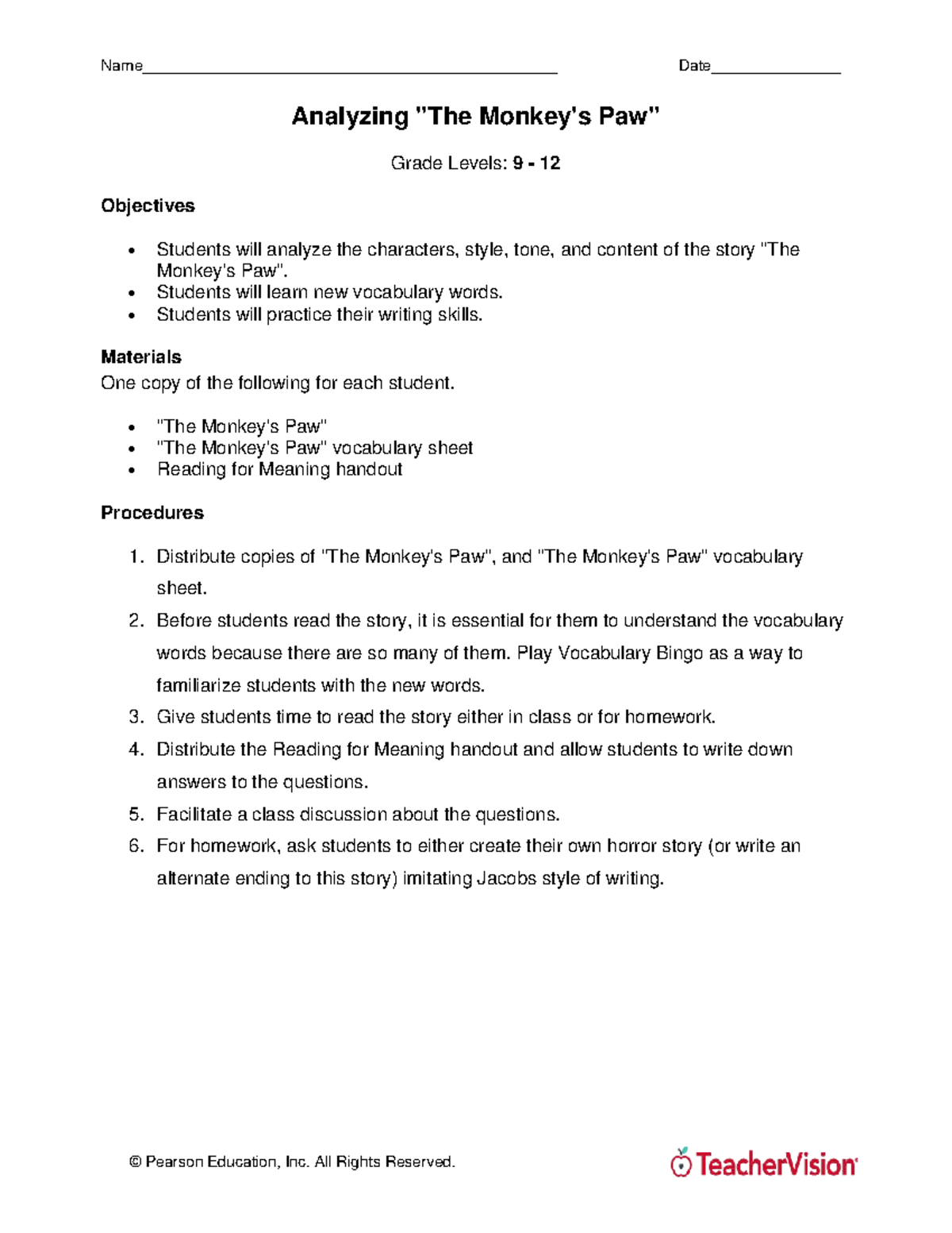 Monkeys Paw and the assihnment for everyoine - Analyzing "The Monkey's ...