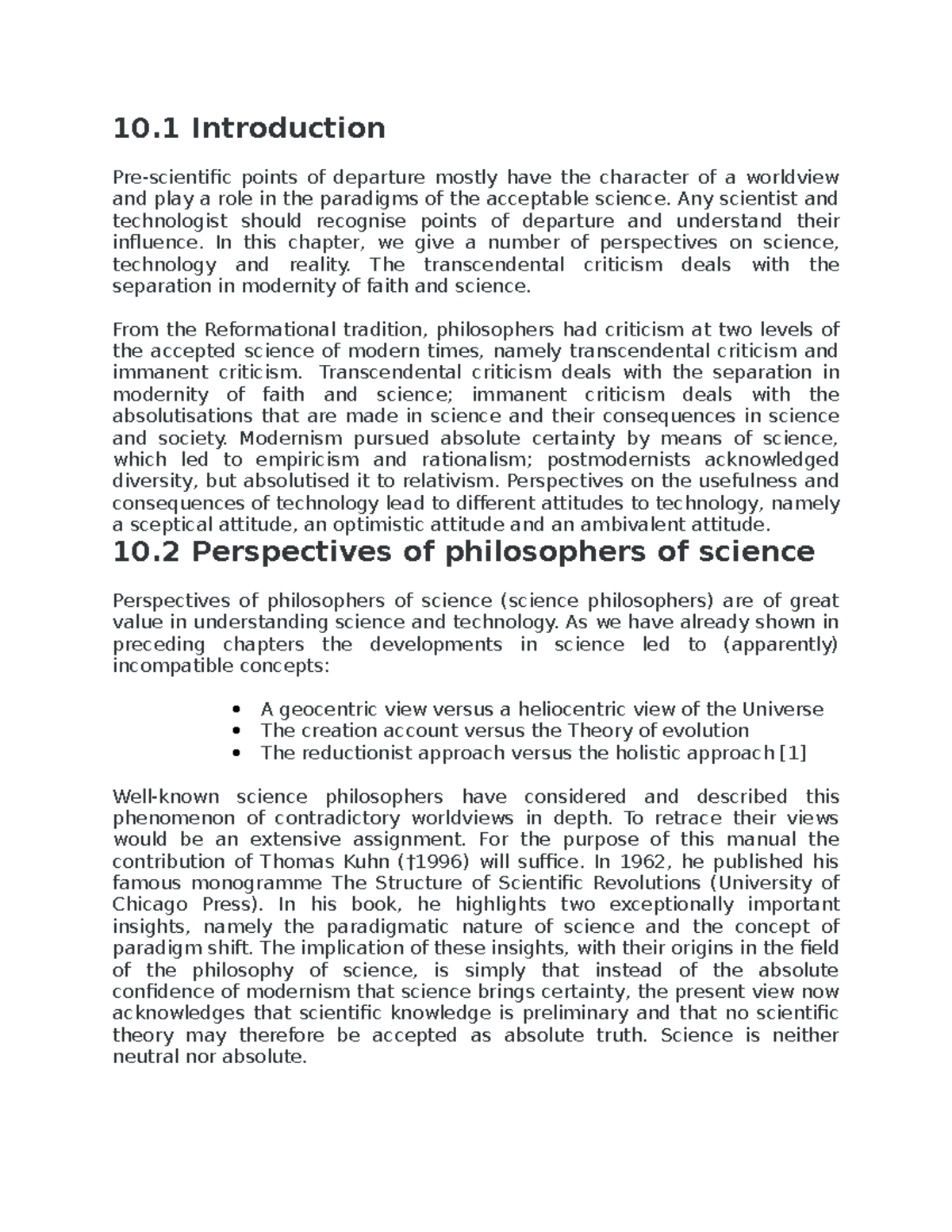 10 - Perspective on Science and Technology and their impact. - 10 ...