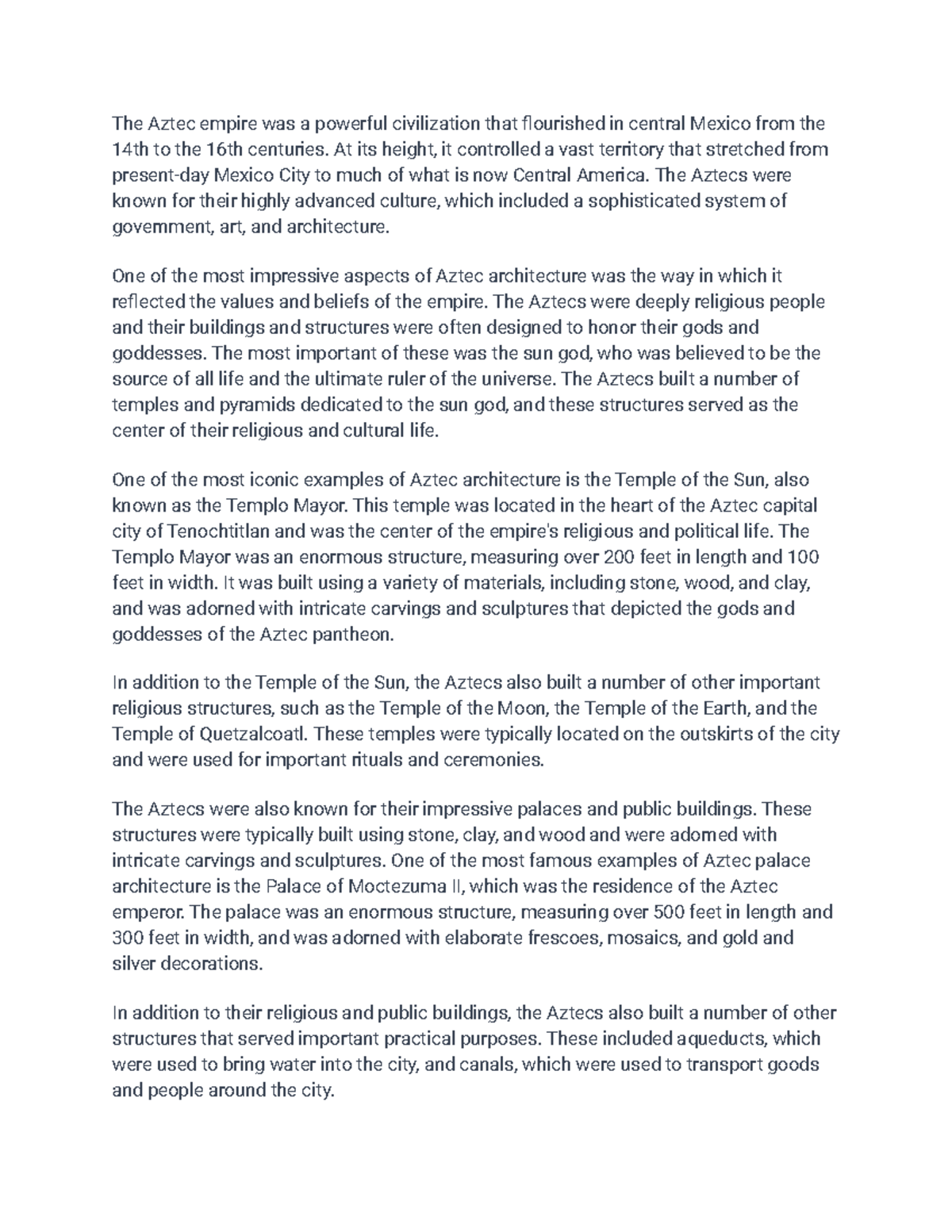 Aztec empire and its architecture - The Aztec empire was a powerful ...