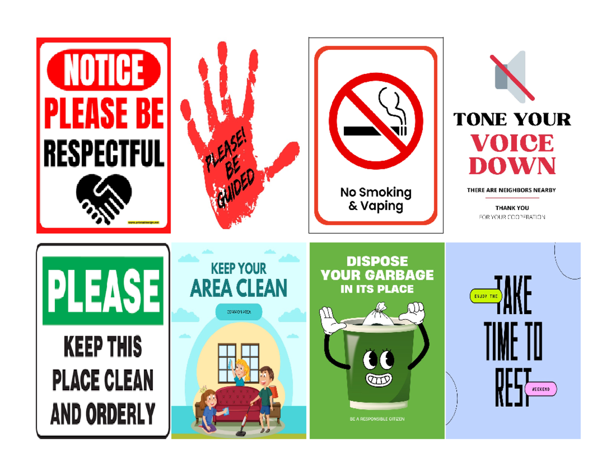 Signages - NOTICE PLEASE BE TONE YOUR RESPECTFUL VOICE DOWN No Smoking ...