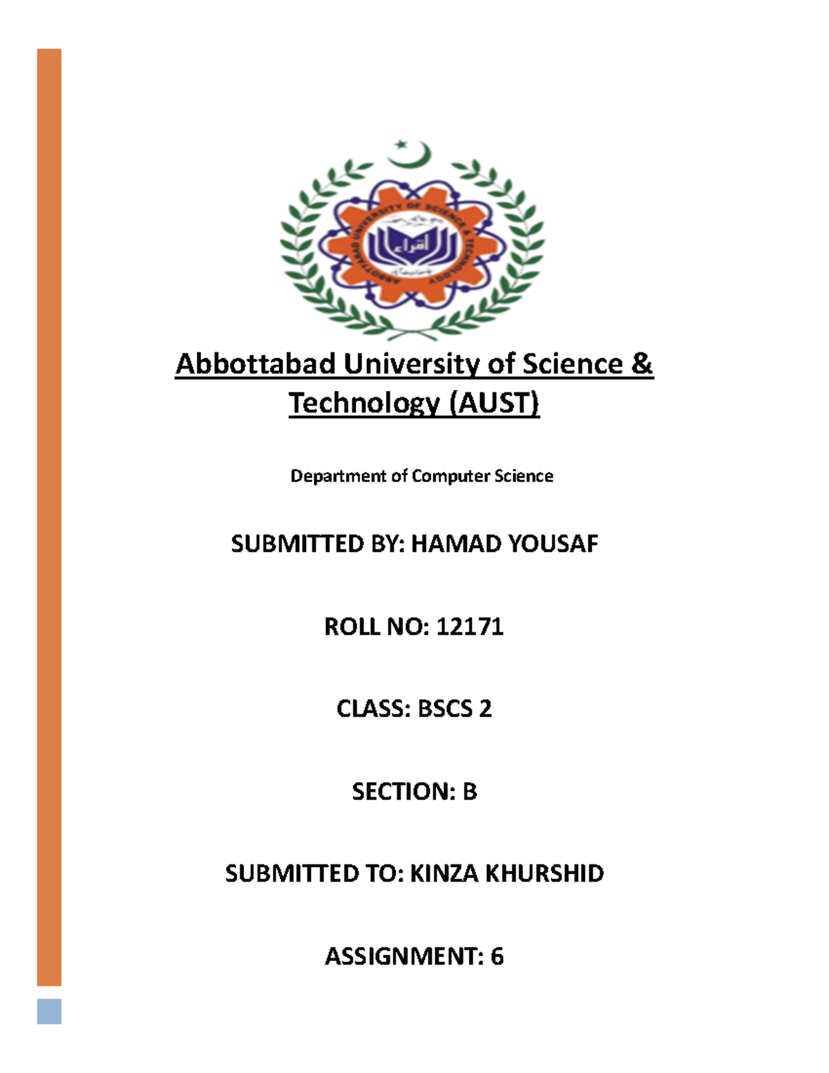 Assignment 6 Opp - please give a such additional information as posible - Computer science - Studocu
