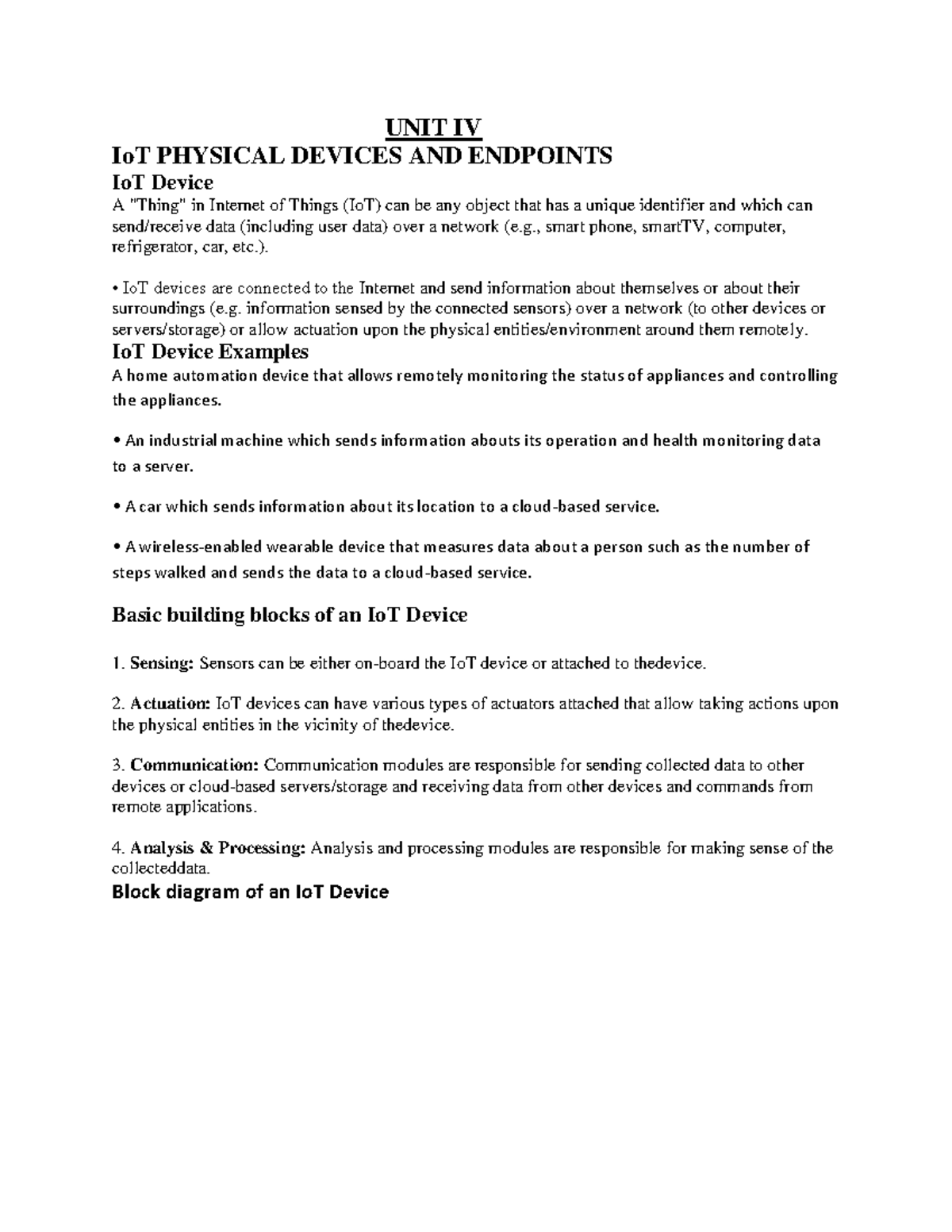 IOT(MOD-4) - You can have it - UNIT IV IoT PHYSICAL DEVICES AND ...