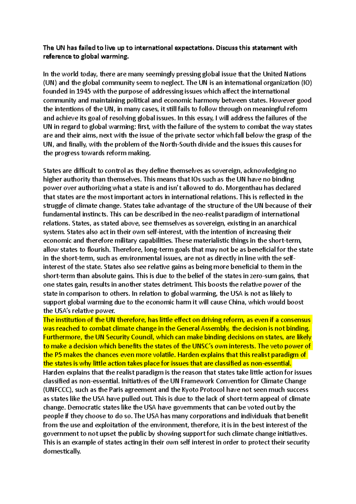 Climate Change 1 - The UN has failed to live up to international ...