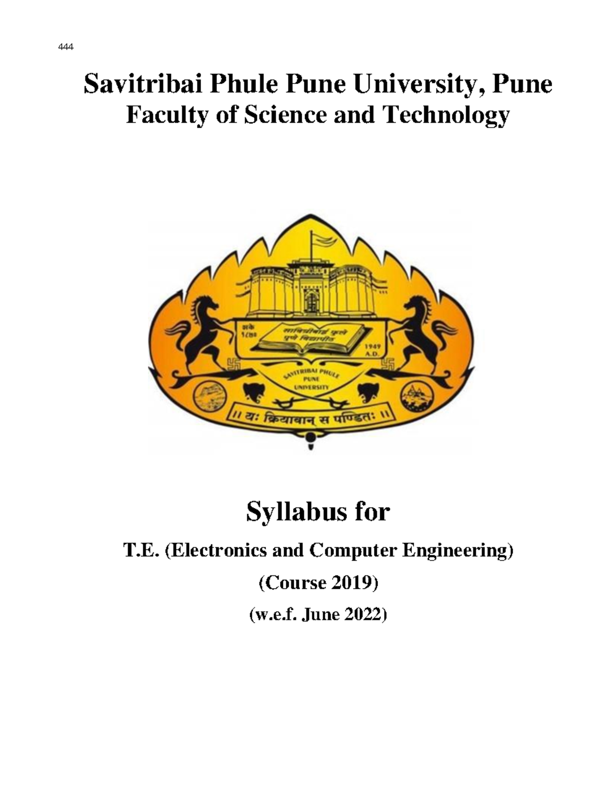 TE(Electronics and Computer ) Syllabus 2019 Course - 444 Savitribai ...