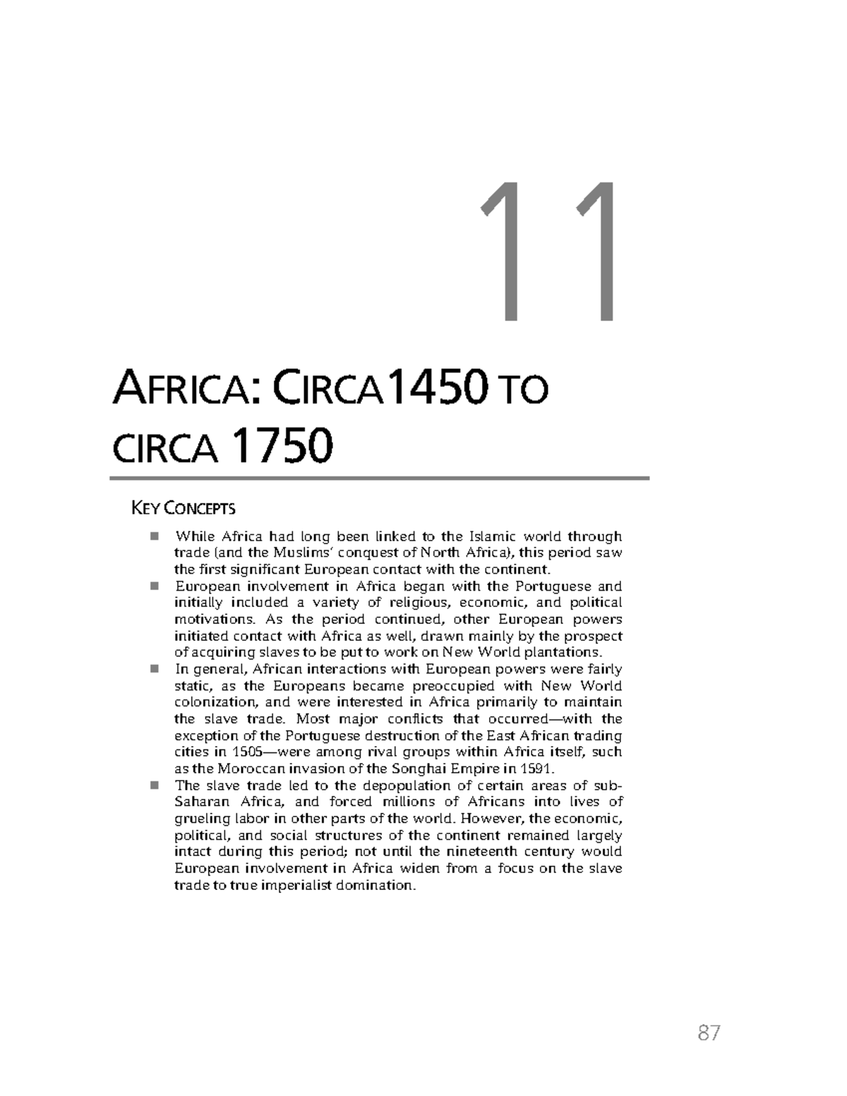 Ch. 11 Africa 1450-1750 - 87 11 AFRICA: CIRCA 1450 TO CIRCA 1750 KEY ...