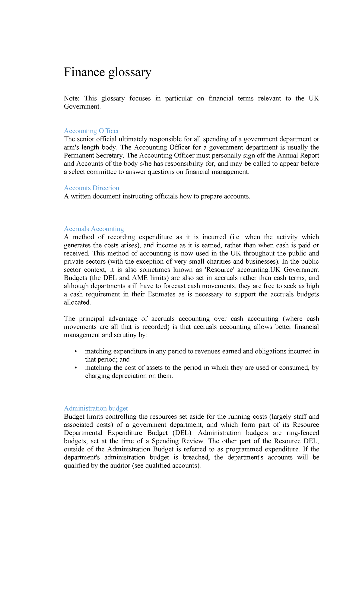 Finance glossary - asdasda - Finance glossary Note: This glossary focuses in particular on ...