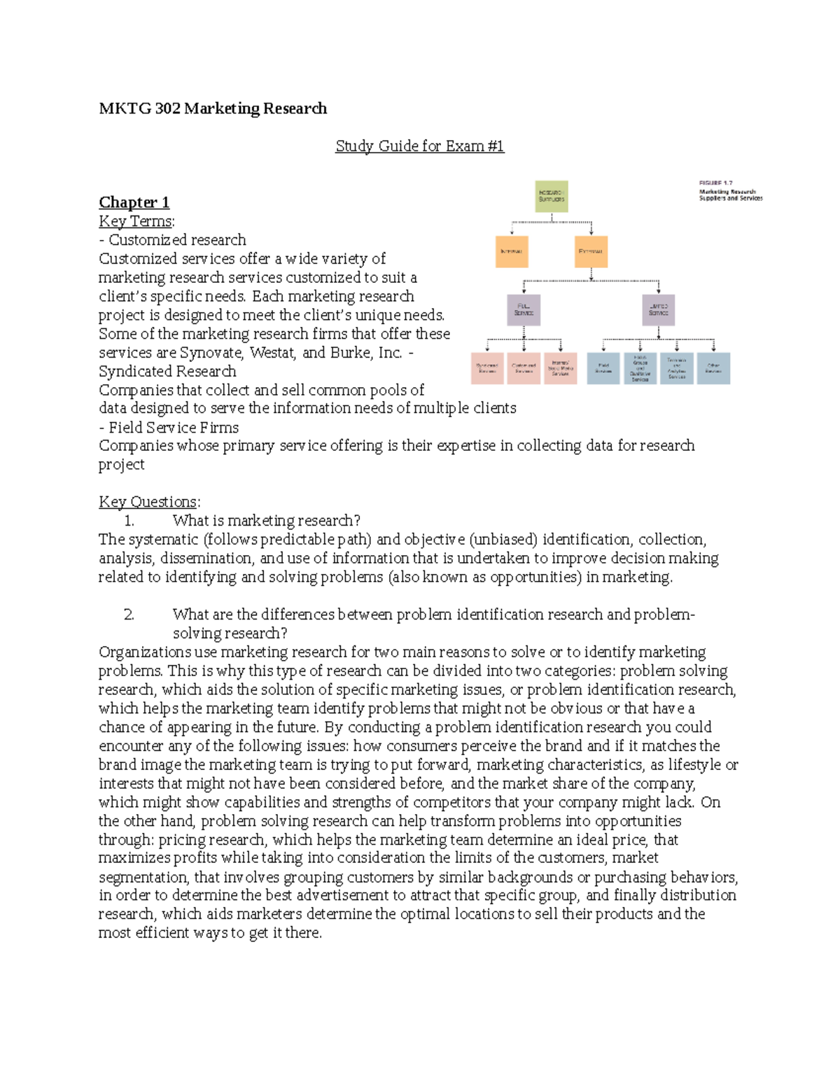 Guide 1 Fall 2020 2020 2020 - MKTG 302 Marketing Research Study Guide ...