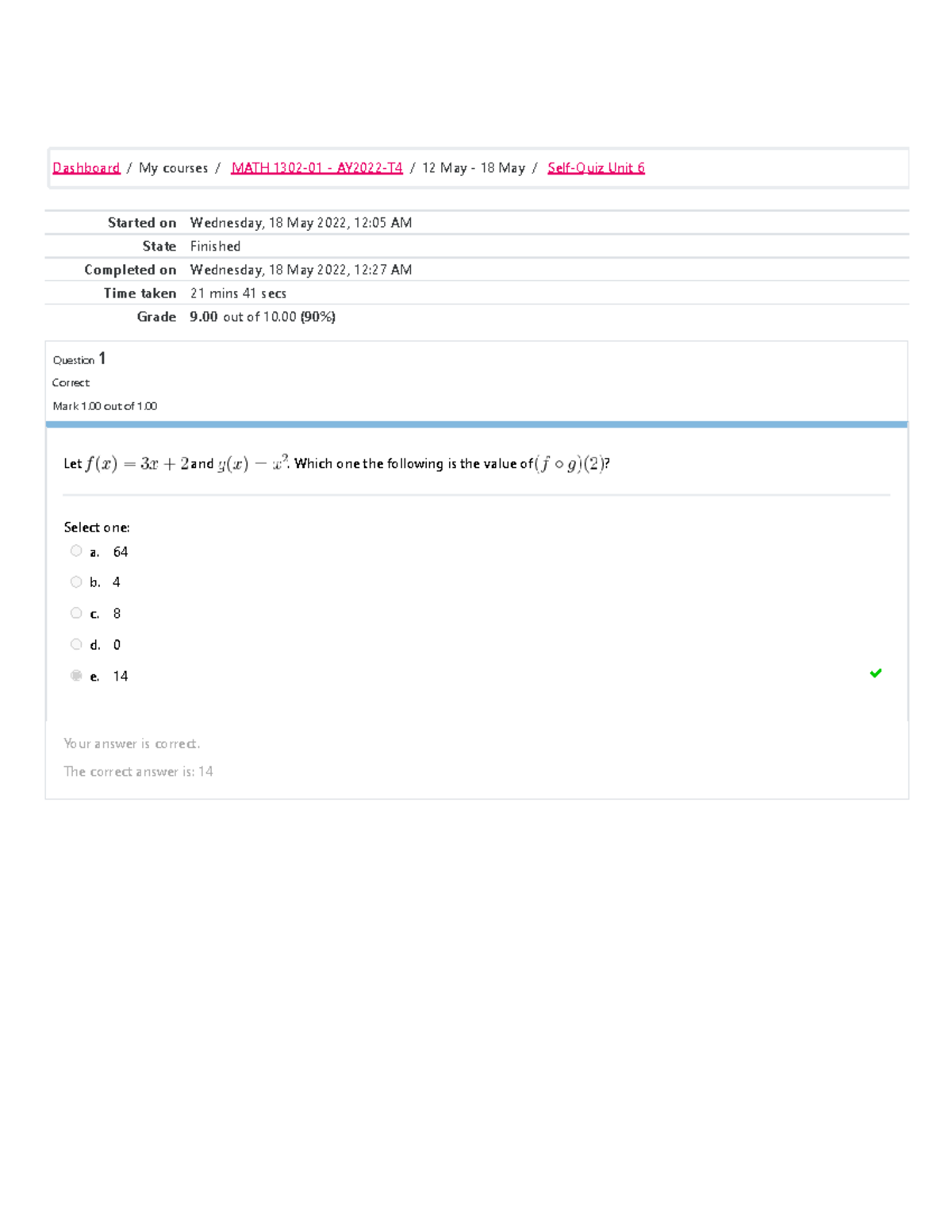 Self-Quiz Unit 6 Attempt review - Started on Wednesday, 18 May 2022, 12:05 AM State Finished ...
