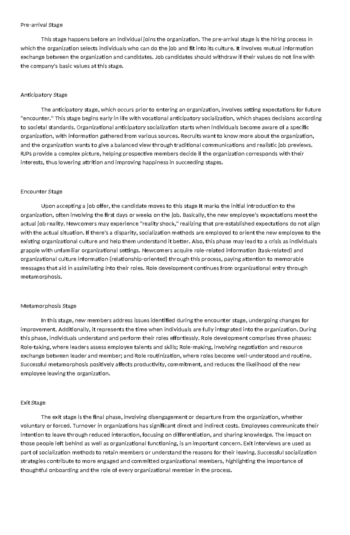 Assignment - Pre-arrival Stage This stage happens before an individual ...