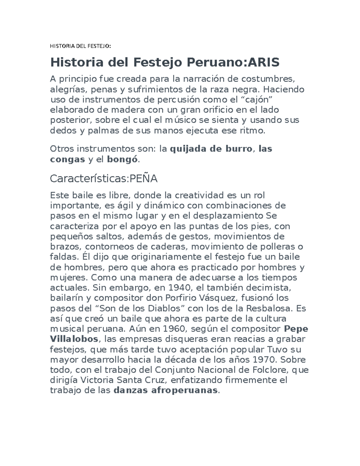 Historia DEL Festejo - es la histora de una danza peruana - HISTORIA ...