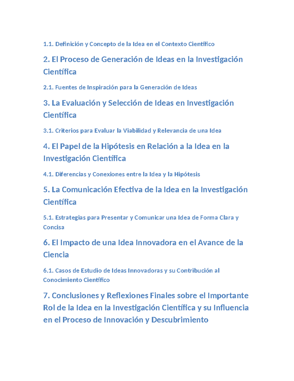 La Idea en una Investigación Científica - 1. Definición y Concepto de ...