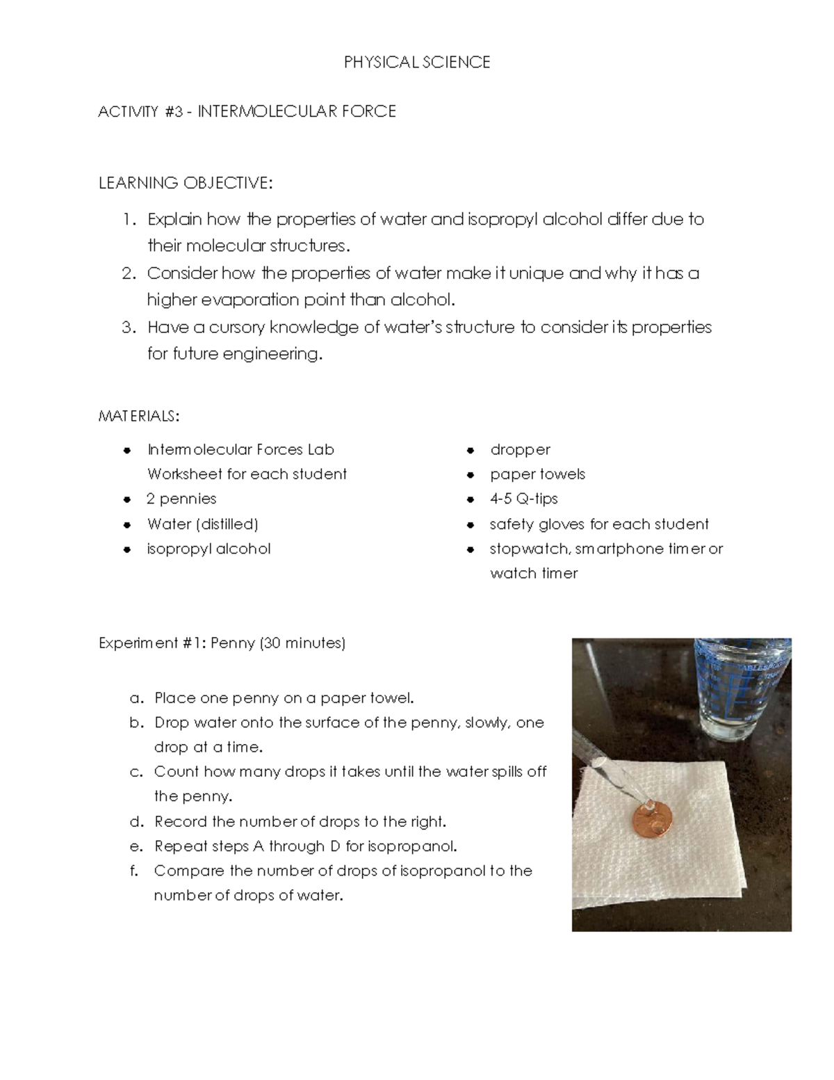 Activity-3- Intermolecular- Force.docx - PHYSICAL SCIENCE ACTIVITY #3 - INTERMOLECULAR FORCE ...