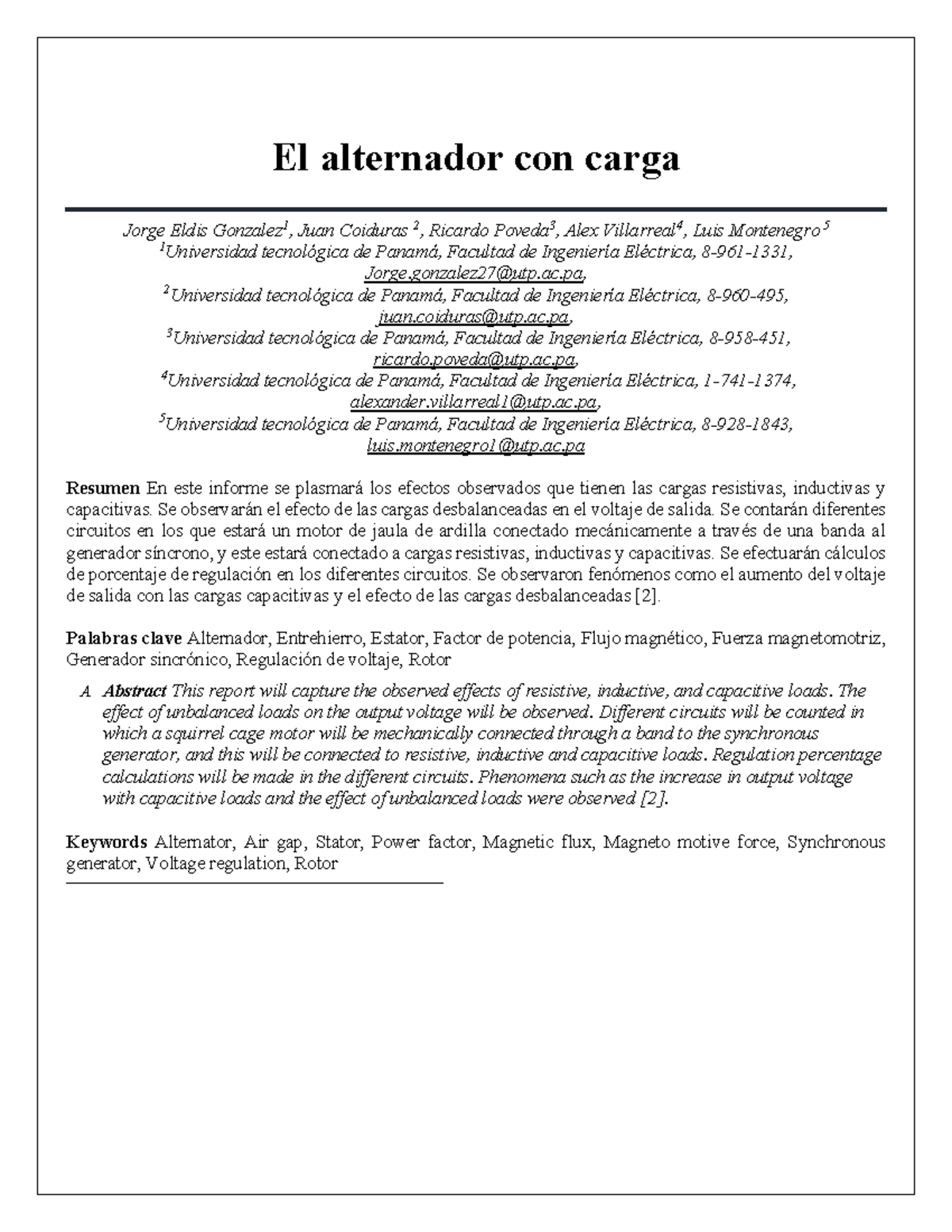 El alternador con carga - El alternador con carga Jorge Eldis Gonzalez ...