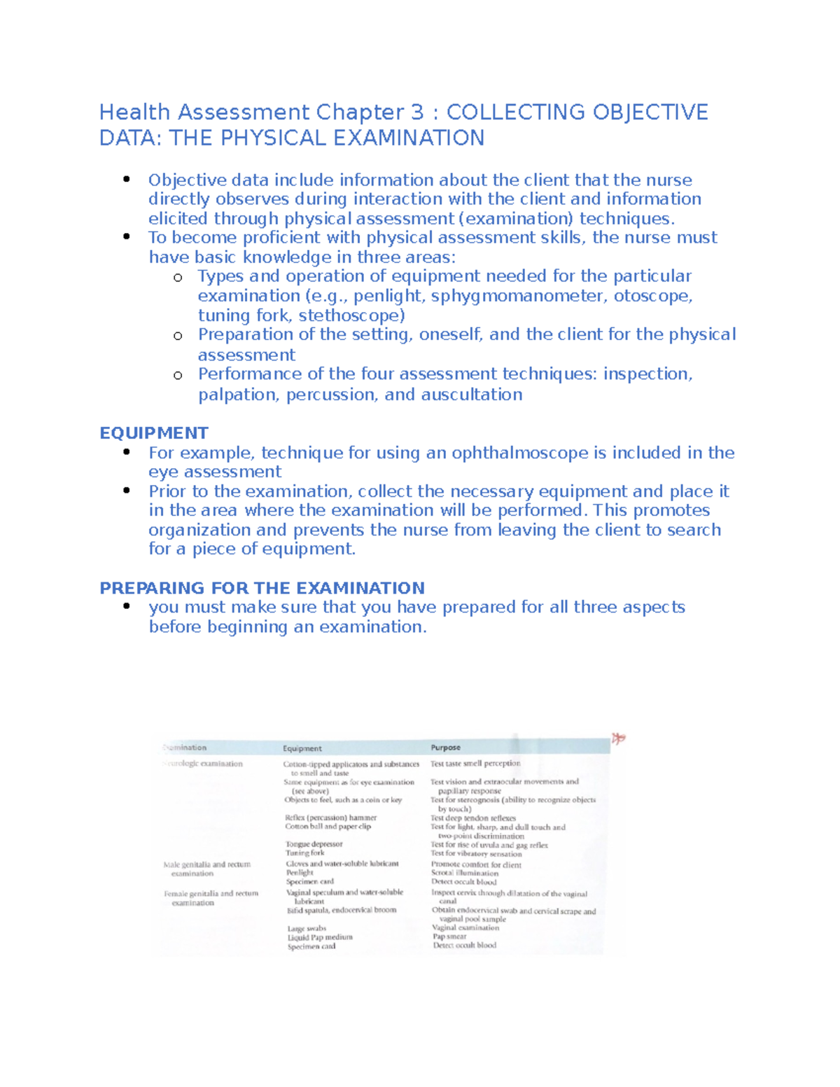 Health Assessment Chapter 3 - To become proficient with physical ...