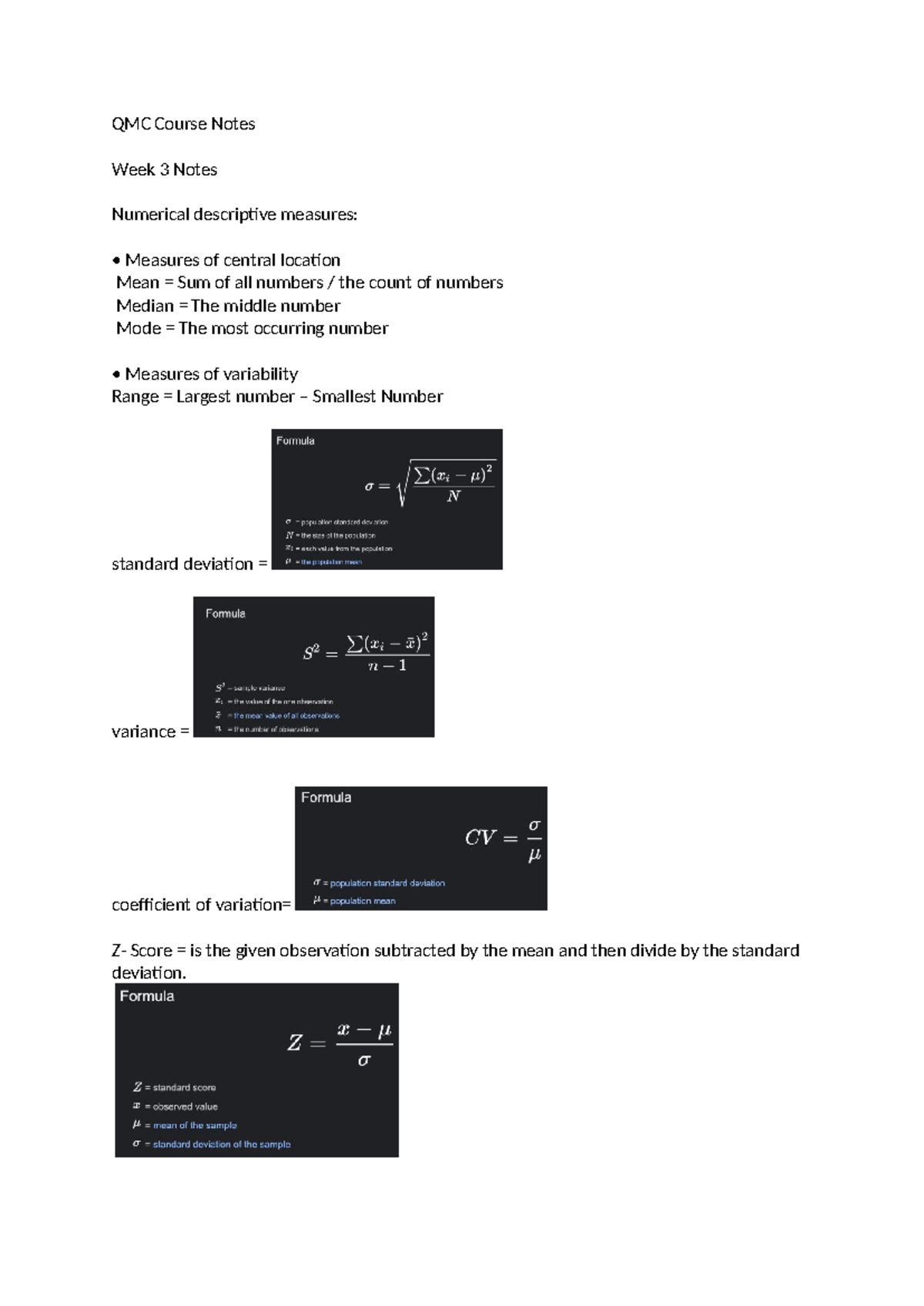 QMC Course Notes 1 - QMC Course Notes Week 3 Notes Numerical ...