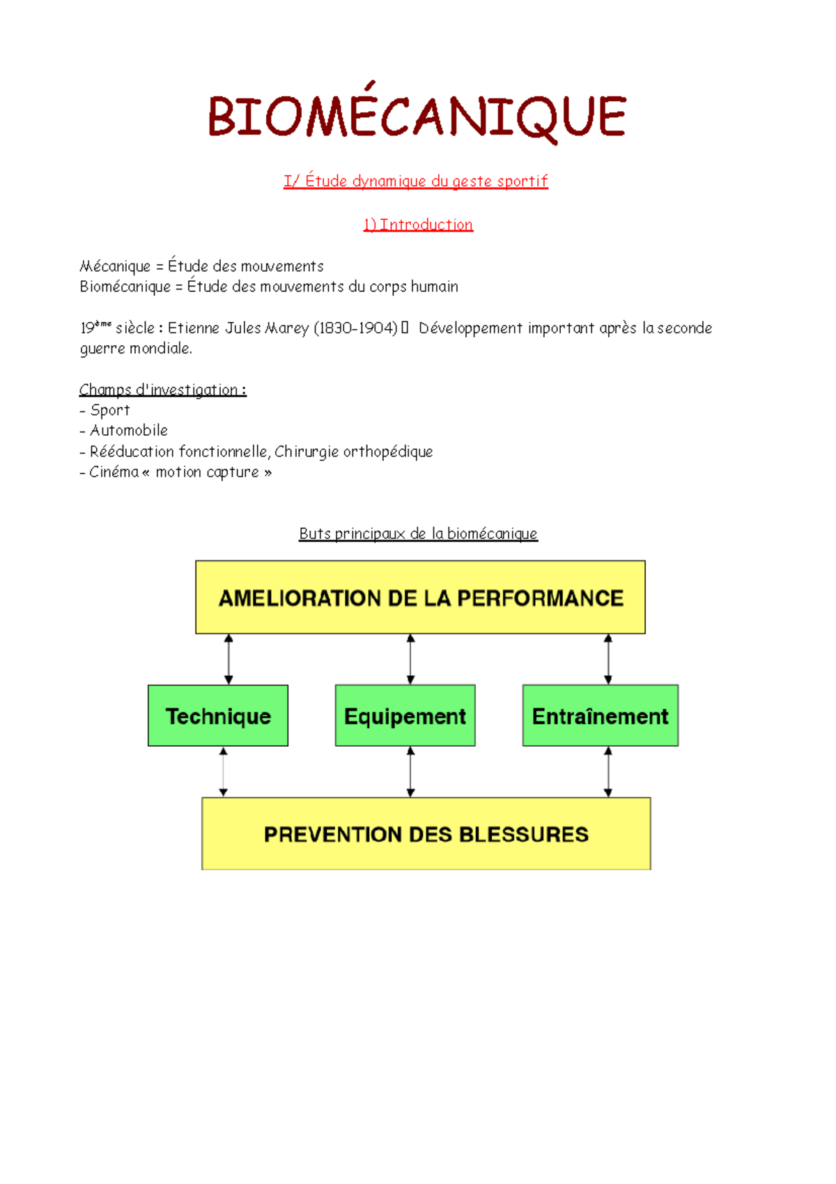 CM Biomécanique - BIOMÉCANIQUE I/ Étude dynamique du geste sportif 1 ...