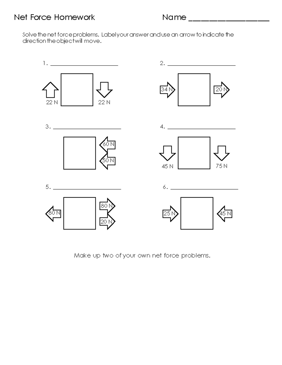 5 Evaluation - Net Force Homework - Net Force Homework Name ...