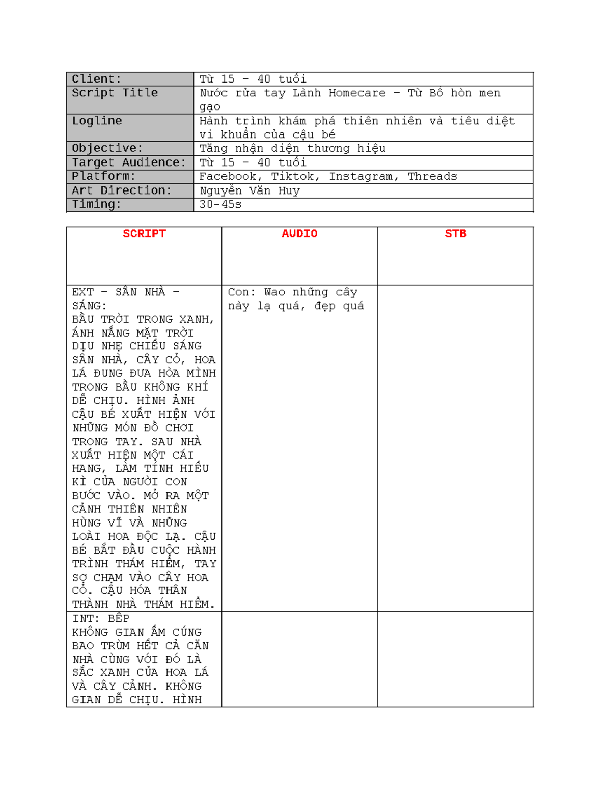 TVCscript Template - gggg - Client: Từ 15 – 40 tuổi Script Title Nước ...