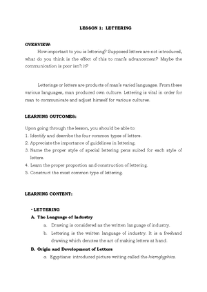 Lesson 3 drafting - LESSON 3: FAMILIARIZATION AND CARE OF DRAWING ...