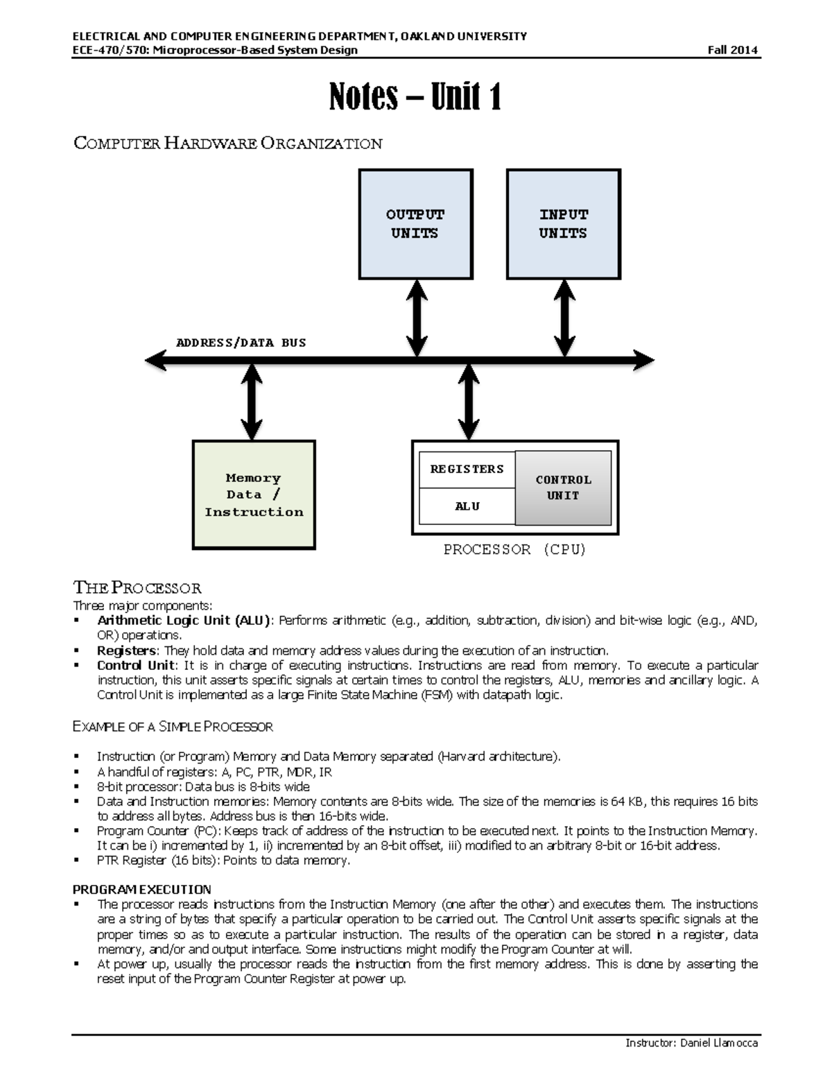 Notes - Unit 1 - ECE-470/570: Microprocessor-Based System Design Fall ...