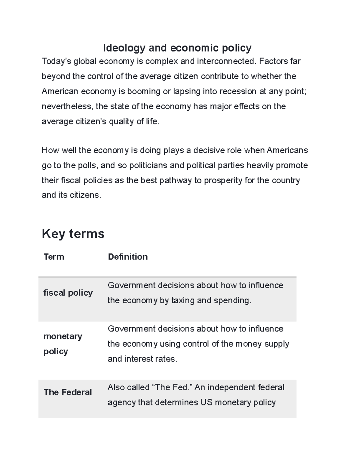 Ideology and economic policy - Ideology and economic policy Today’s ...