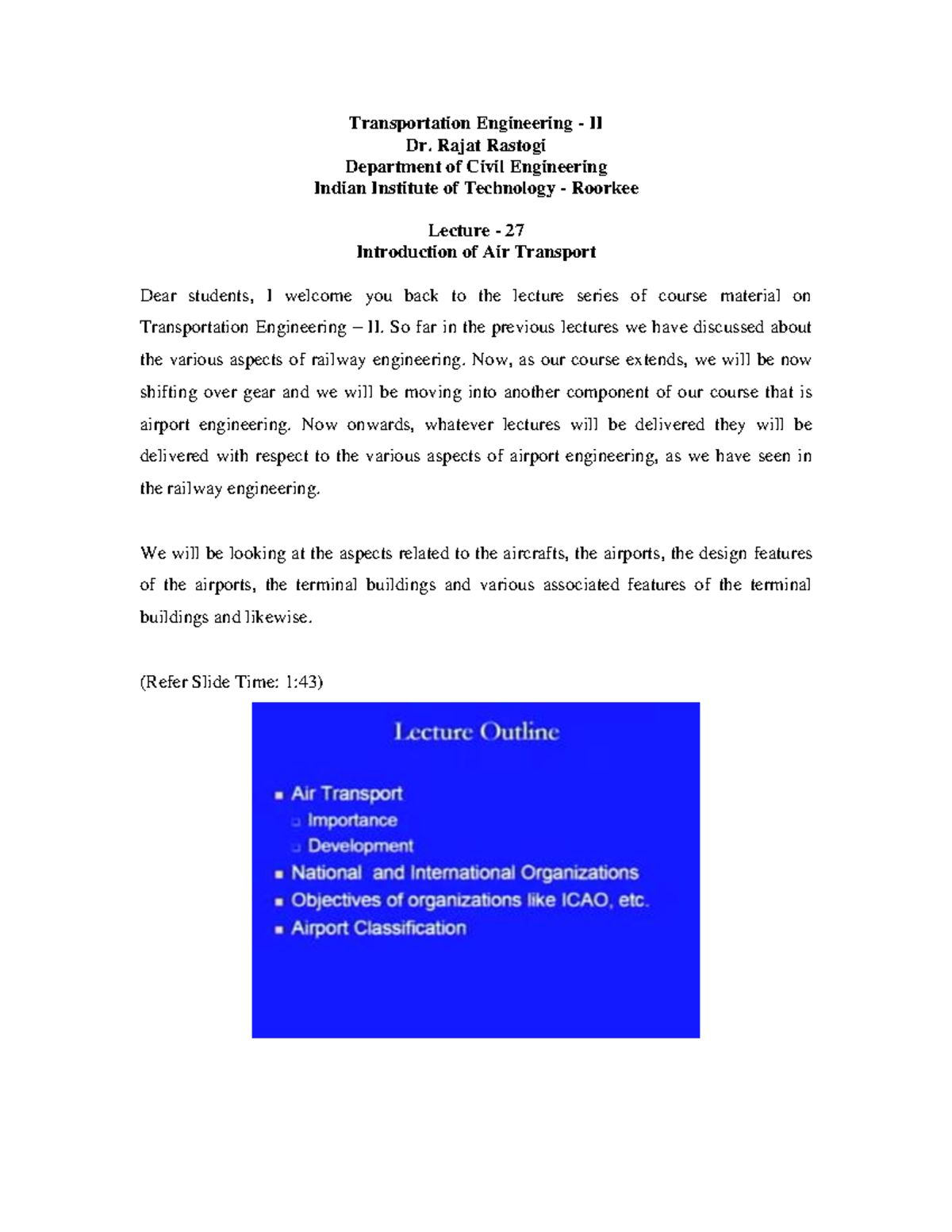 Lec27 - Airport design - Transportation Engineering - II Dr. Rajat ...