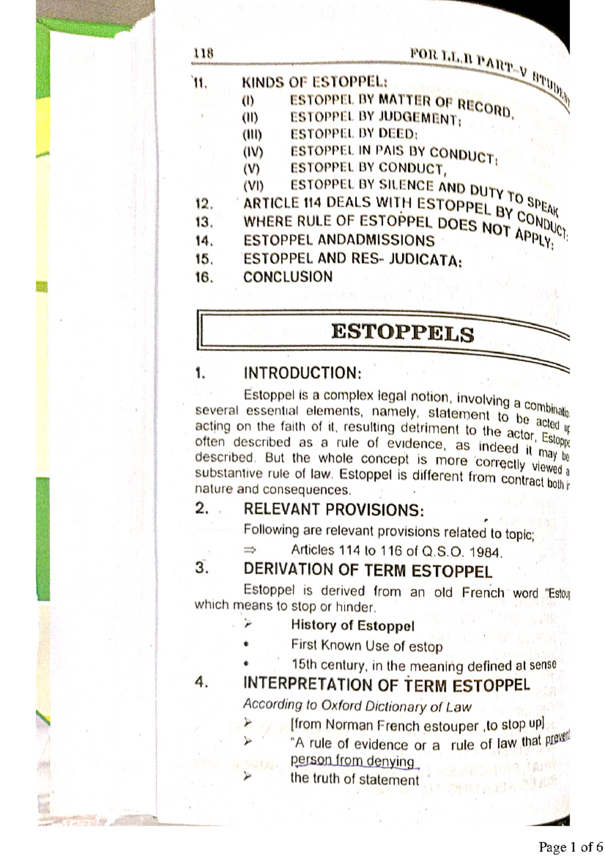 Estoppel - Constitution Law - Studocu